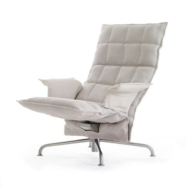 Woodnotes K-chair with armrests, swivel cross base, stone-white ...